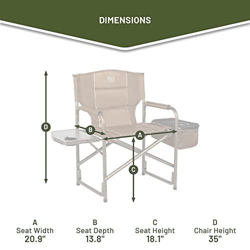 TIMBER RIDGE Lightweight Camping, Portable Laurel Director's Side Table, Cooler Bag & Mesh Pocket Compact Outdoor Folding Lawn Chair, Supports 300lbs, Earth Brown