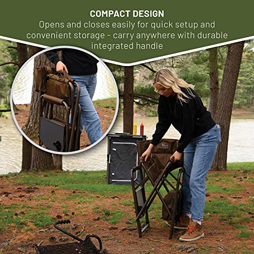 TIMBER RIDGE Lightweight Camping, Portable Laurel Director's Side Table, Cooler Bag & Mesh Pocket Compact Outdoor Folding Lawn Chair, Supports 300lbs, Earth Brown