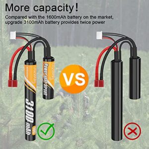 Crazepony Airsoft Battery 11.1v Nunchuck - 3100mAh Mini Rechargeable Tactical Aeg M4 Ak47 Small Lithium Ion Batteries with Deans to Tamiya for Airsoft Rifle