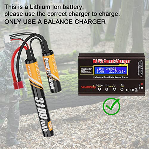 Crazepony Airsoft Battery 11.1v Nunchuck - 3100mAh Mini Rechargeable Tactical Aeg M4 Ak47 Small Lithium Ion Batteries with Deans to Tamiya for Airsoft Rifle