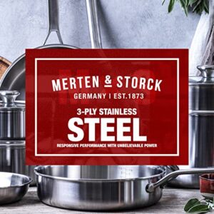 Merten & Storck Tri-Ply Stainless Steel 14 Piece Cookware Pots & Pans Set,Professional Cooking,Multi Clad,Measurement Markings,Drip-Free Pouring Edges,Durable Glass Lids,Induction,Oven&Dishwasher Safe