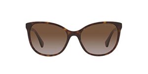 ralph by ralph lauren women's ra5282u universal fit cat eye sunglasses, dark havana/gradient brown polarized, 55 mm