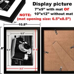 LUOFU 10x12 Picture Frames Set of 2,Black Picture Frame 10x12,Display Pictures 7x9 with Mat or 10x12 without Mat,Multi Photo Frames Collage for Wall Art Decorative or Tabletop Display