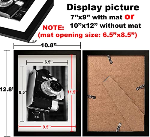 LUOFU 10x12 Picture Frames Set of 2,Black Picture Frame 10x12,Display Pictures 7x9 with Mat or 10x12 without Mat,Multi Photo Frames Collage for Wall Art Decorative or Tabletop Display