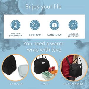 Mountain guest Lunch Bag Reusable Insulated Cooler Lunch Box Adult Water Resistant Tote Lunch Bag for Women/Men Work Picnic Beach or Travel (Black)