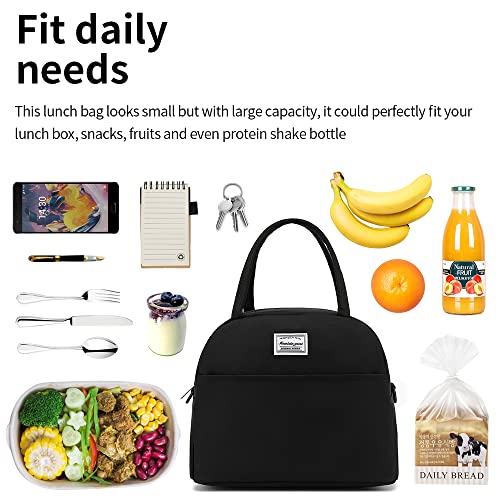 Mountain guest Lunch Bag Reusable Insulated Cooler Lunch Box Adult Water Resistant Tote Lunch Bag for Women/Men Work Picnic Beach or Travel (Black)