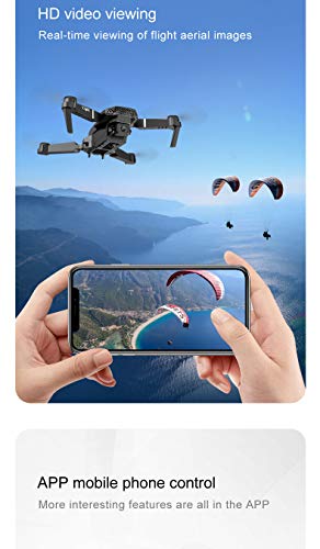 E88 Pro Drone with 4K Camera, WiFi FPV 1080P HD Dual Foldable RC Quadcopter Altitude Hold, Headless Mode, Visual Positioning, Auto Return Mobile App Control, Black, 7.83 x 7.17 x 2.87 inches