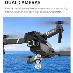 E88 Pro Drone with 4K Camera, WiFi FPV 1080P HD Dual Foldable RC Quadcopter Altitude Hold, Headless Mode, Visual Positioning, Auto Return Mobile App Control, Black, 7.83 x 7.17 x 2.87 inches