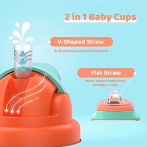 SUPERMAMA Sippy Cups for 1+ Year Old with Spout & Straw(11 Oz), PPSU No Spill Sippy Cups with Weighted Straw, Spill Proof Training Toddler Cups With Handle for Baby 6+ Months