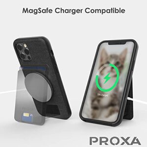 PROXA Kickstand Card Holder Case for iPhone 13 Pro Max - Compatible with Apple MagSafe Charger/Anti-degaussing/Up to 3 Cards - Compatible with Apple iPhone 13 Pro Max 6.7 inch/MagSafe Charger-Black