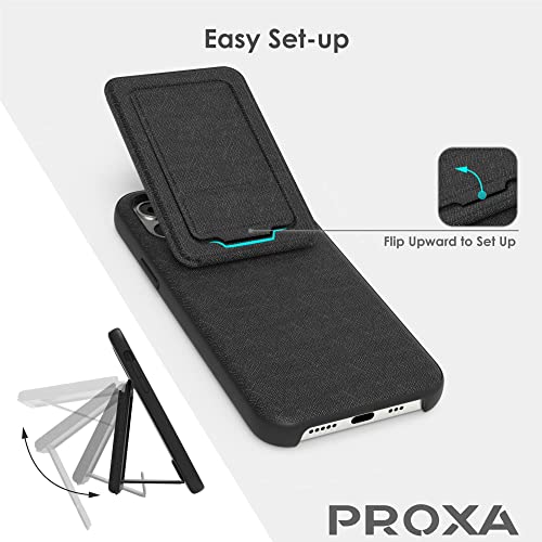 PROXA Kickstand Card Holder Case for iPhone 13 Pro Max - Compatible with Apple MagSafe Charger/Anti-degaussing/Up to 3 Cards - Compatible with Apple iPhone 13 Pro Max 6.7 inch/MagSafe Charger-Black