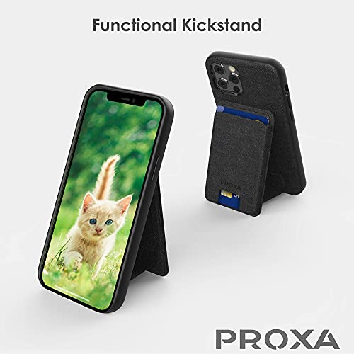 PROXA Kickstand Card Holder Case for iPhone 13 Pro Max - Compatible with Apple MagSafe Charger/Anti-degaussing/Up to 3 Cards - Compatible with Apple iPhone 13 Pro Max 6.7 inch/MagSafe Charger-Black