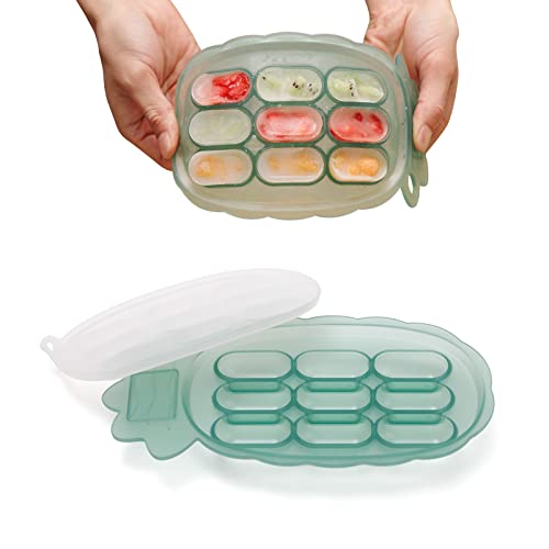 haakaa Silicone Nibble Freezer Tray -Breast Milk Teething Popsicle Mold | Baby Fruit Food Feeder Teether Tray | Ice Cube Maker Serving Plate Stackable Snack Storage Tray - Baby |Toddler- BPA Free