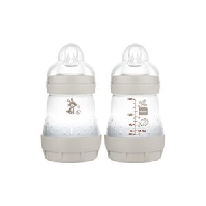 mam easy start anti colic 5 oz baby bottle, easy switch between breast and bottle, reduces air bubbles and colic,newborn, matte/unisex, 2 count (pack of 1)