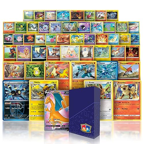 Limited Edition Charizard Bundle | 50+ Authentic Cards | Bonus 7 Rares or Holos | Rare or Ultra Rare Charizard Guaranteed | GG Deck Box Compatible with Pokemon Cards