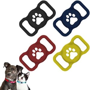 airtag dog collar holder, fineiva anti chew protective air tag case for 0.8-1.2 inch pet collar, silicone gps dog tracker compatible for dog cat loop, apple iphone, backpacks, luggage, child