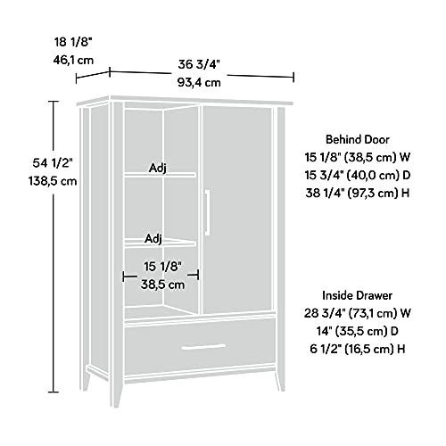 Sauder Summit Station Armoire, L: 36.77" x W: 18.15" x H: 54.53", Laurel Oak Finish