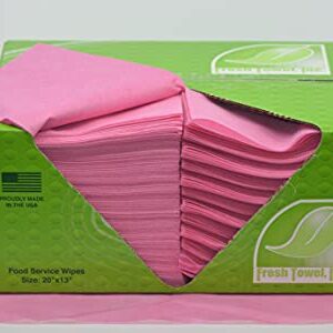 Fresh Towel Foodservice Reusable Paper Towels - 1/4 Fold, 13 x 20 inches - (1 Case of 200) All Purpose Cleaning Towels (Pink Solid)