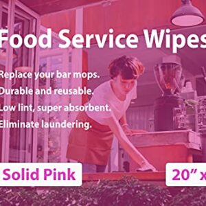 Fresh Towel Foodservice Reusable Paper Towels - 1/4 Fold, 13 x 20 inches - (1 Case of 200) All Purpose Cleaning Towels (Pink Solid)