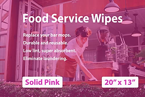 Fresh Towel Foodservice Reusable Paper Towels - 1/4 Fold, 13 x 20 inches - (1 Case of 200) All Purpose Cleaning Towels (Pink Solid)