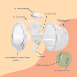 Replacement Breast Pump Parts, Accessories, Wearable Pumps: Idaho Jones Pump-A-Wear, Tsrete, S9, S10, S12, Ikare, Iapoy, Josa, Mommed, Paruu (2pcs Backflow Membranes and 2pcs Duckbill Valves)