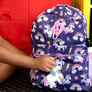 Trail maker Girl's 6 in 1 Backpack With Lunch Bag, Pencil Case, Keychain, and Accessories (Electric Unicorns)