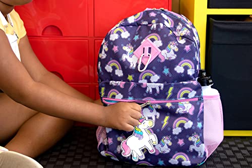 Trail maker Girl's 6 in 1 Backpack With Lunch Bag, Pencil Case, Keychain, and Accessories (Electric Unicorns)