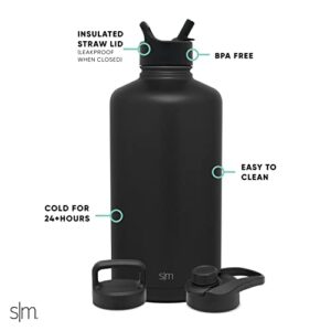 Simple Modern Water Bottle with Straw, Handle and Chug Lid Vacuum Insulated Stainless Steel Metal Thermos Bottles | Big Leak Proof BPA-Free Flask for Gym, Sports | Summit Collection | 84oz, Deep Ocean