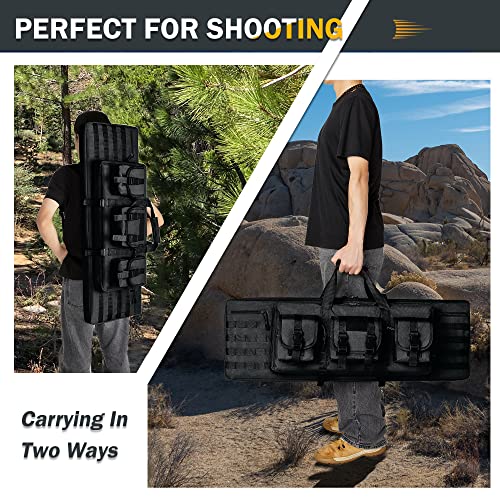 PERFBAGS Soft Rifle Case 42 inch, Long Double Rifle Backpack Gun Bag for Hunting Shooting Range, Transportation with Lockable Zipper and Molle System