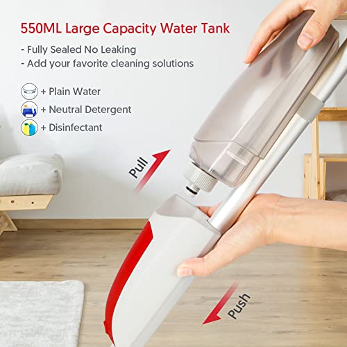 Microfiber Spray Mop for Floor Cleaning with 3pcs Washable Pads Wood Floor Mop with 550ML Bottle Home or Commercial Use Dry Wet Flat Mop for Kitchen Hardwood Laminate Ceramic Tile