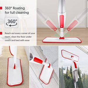 Microfiber Spray Mop for Floor Cleaning with 3pcs Washable Pads Wood Floor Mop with 550ML Bottle Home or Commercial Use Dry Wet Flat Mop for Kitchen Hardwood Laminate Ceramic Tile