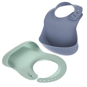 cuddle campus set of 2 silicone bibs for babies,adjustable curved neckline design with large pocket food catcher