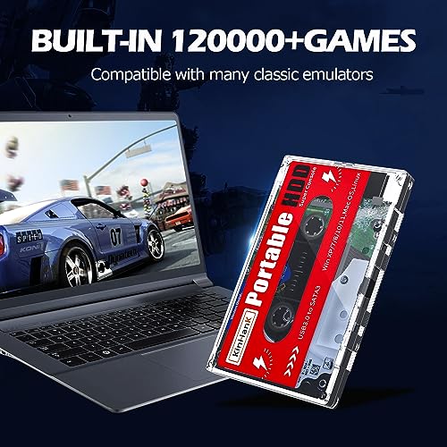 Kinhank 2TB HDD Portable External Game Hard Drive Disk with 120,000+ Games,Batocera 33 System Compatible with 70+ Classic Emulators for Laptop/PC/Windows/Mac OS/Super Console X Mini PC Box,USB 3.0