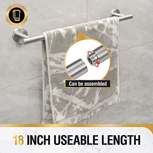 HITSLAM Brushed Nickel 19.8 Inch Towel Bar for Bathroom, SUS304 Stainless Steel Bathroom Towel Rack Wall Mounted, Modern Home Decor Bath Towel Holder with Hardware Accessories