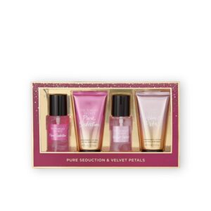 victoria's secret pure seduction & velvet petals 4 piece mini mist & lotion gift set