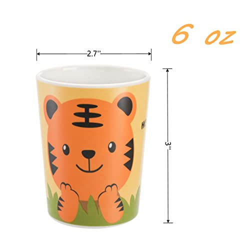 Lyellfe 8 Pack Bamboo Kids Cup, Eco-friendly Super Cute Cartoon Drinking Cups for Kids, 6 Oz BPA Free Stackable Fun Kids Cups for Home, Party, School, Dishwasher Safe, Perfect for Little Hands