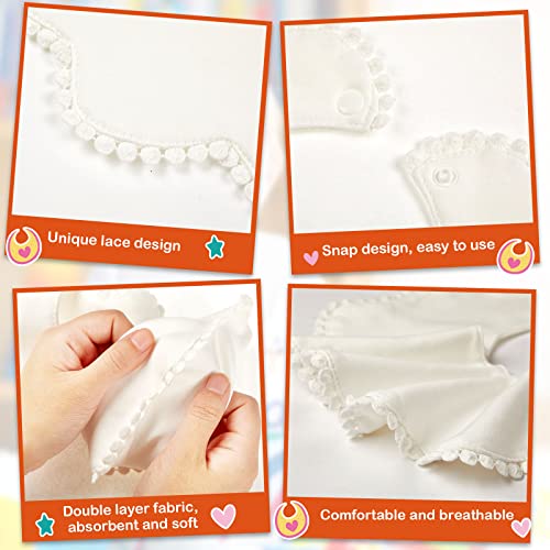 JenPen 4 Pieces White Bibs for Baby Baby Girl Bandana Bibs Baby Bandana Drool Bibs 360 Bibs for Baby Girl Muslin Bibs Set for Teething Toddler