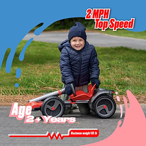 Rollplay Flex Kart 6V Electric Go Kart for Children Aged 2-5 Featuring Space-Saving Folding Function, Easy Push Start Button, and a Top Speed of 2 MPH, Red