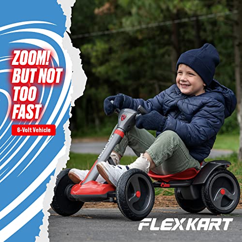 Rollplay Flex Kart 6V Electric Go Kart for Children Aged 2-5 Featuring Space-Saving Folding Function, Easy Push Start Button, and a Top Speed of 2 MPH, Red