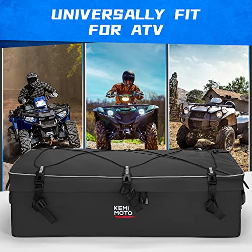 KEMIMOTO ATV Gear Bag for Front Rear Rack, ATV Storage Bags Water-Resistant Adjustable Divider Board Additional Cooler, Rack Bag for Four Wheeler ATV UTV,Black