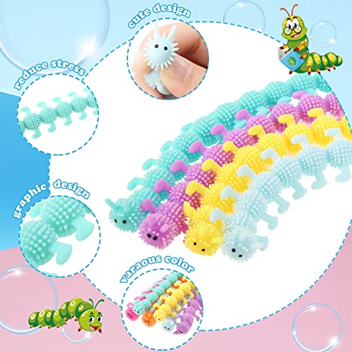 24 Pcs Fidget Worm Stretchy Strings Toy Caterpillar Worms Fidget Squishy Sensory Toy for Kids and Adults with Anxiety Stress, ADD, ADHD or Autism, Relaxing Toys (Worm, 9.84 Inch)