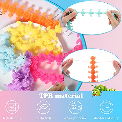 24 Pcs Fidget Worm Stretchy Strings Toy Caterpillar Worms Fidget Squishy Sensory Toy for Kids and Adults with Anxiety Stress, ADD, ADHD or Autism, Relaxing Toys (Worm, 9.84 Inch)