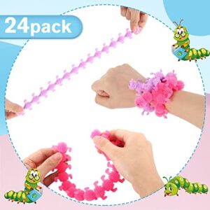 24 Pcs Fidget Worm Stretchy Strings Toy Caterpillar Worms Fidget Squishy Sensory Toy for Kids and Adults with Anxiety Stress, ADD, ADHD or Autism, Relaxing Toys (Worm, 9.84 Inch)