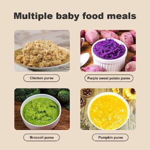 BOLOLO Baby Food Maker Set, Baby food mill, Food Processors Set for Baby Food, Fruit, Vegatable, Meat, 4 Baby Food Containers, 2 Silicone Spoons, Bib, cleaning set, One-touch blend directly