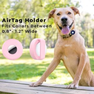 Airtag Dog Collar Holder (2-Pack) Easy to Clean Silicone, Anti-Lost GPS Air Tag Case, Compatible with Dog Cat Collars as Well as Backpacks and Purses, Shock Proof, Silicone Protective Cas (Pink/Blue)