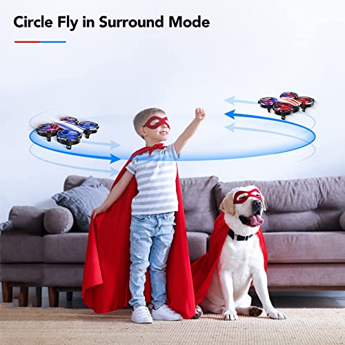 Potensic A21 Mini Drones for Kids, 2 Pack IR Battle Drone with LED Lights, RC Quadcopter with 3D Flip, 3 Speeds, Headless Mode, Altitude Hold, Toy Gift for Boys Girls (Red and Blue)