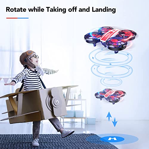 Potensic A21 Mini Drones for Kids, 2 Pack IR Battle Drone with LED Lights, RC Quadcopter with 3D Flip, 3 Speeds, Headless Mode, Altitude Hold, Toy Gift for Boys Girls (Red and Blue)