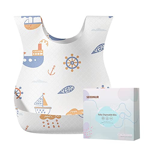 SEEDNUR Disposable Bibs for Toddlers Waterproof Bibs Baby Bibs for Eating 20 PCS(Ocean)