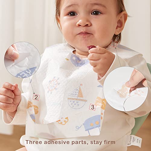 SEEDNUR Disposable Bibs for Toddlers Waterproof Bibs Baby Bibs for Eating 20 PCS(Ocean)