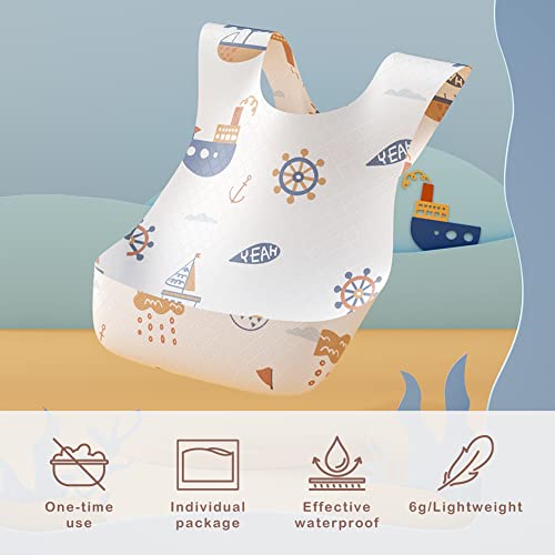 SEEDNUR Disposable Bibs for Toddlers Waterproof Bibs Baby Bibs for Eating 20 PCS(Ocean)